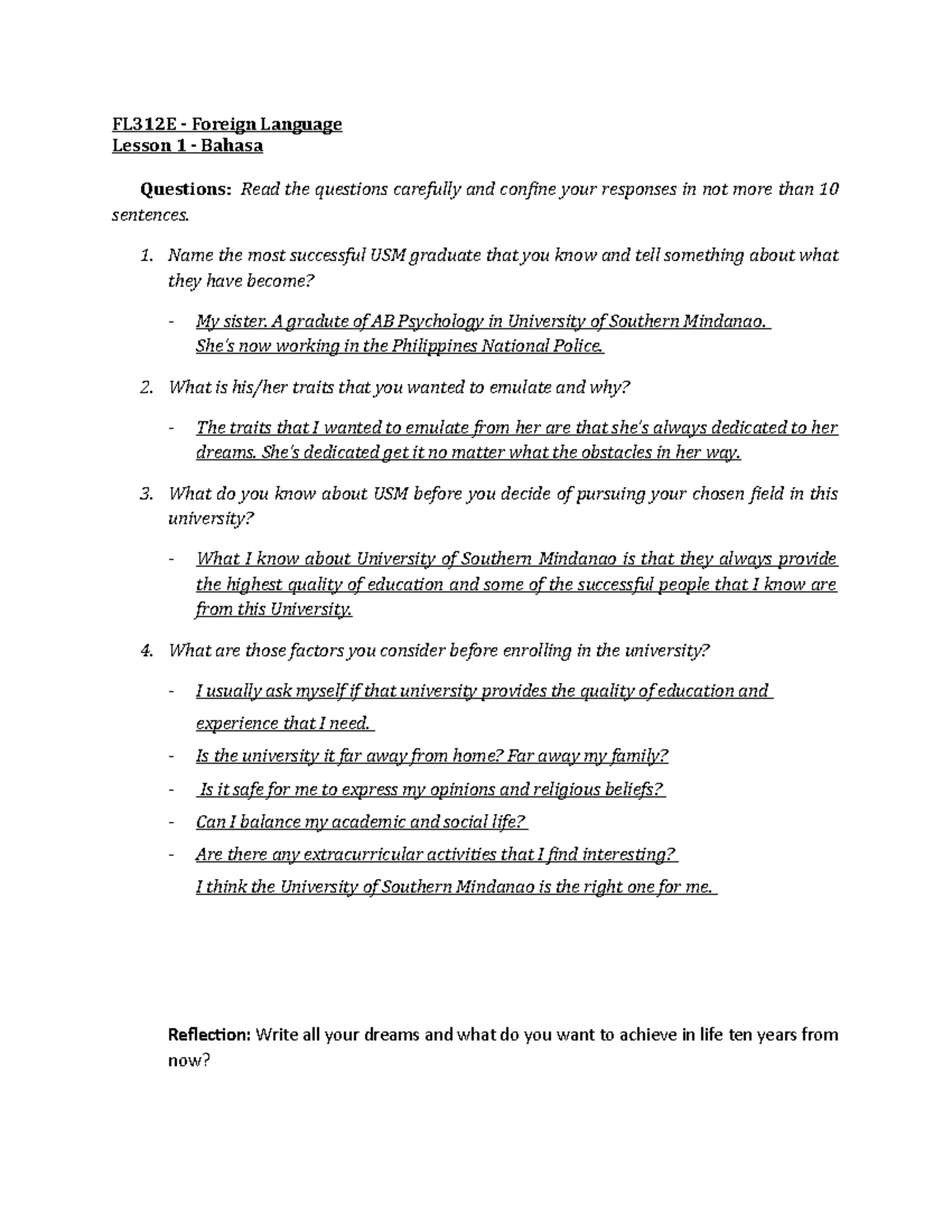 Foreign Language Lesson 1 Bahasa - FL312E - Foreign Language Lesson 1 ...