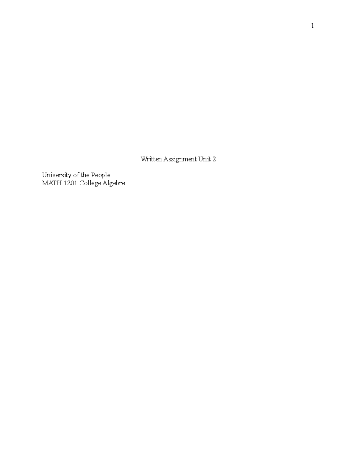 Unit 2 Written Assignment - Written Assignment Unit 2 University of the ... Unit 2 Written Assignment - Written Assignment Unit 2 University of the ...