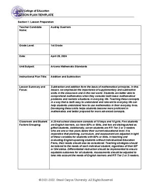 Guerrero, Audrey 121723 MAT-150 Lesson Plan Template - Name: Audrey ...