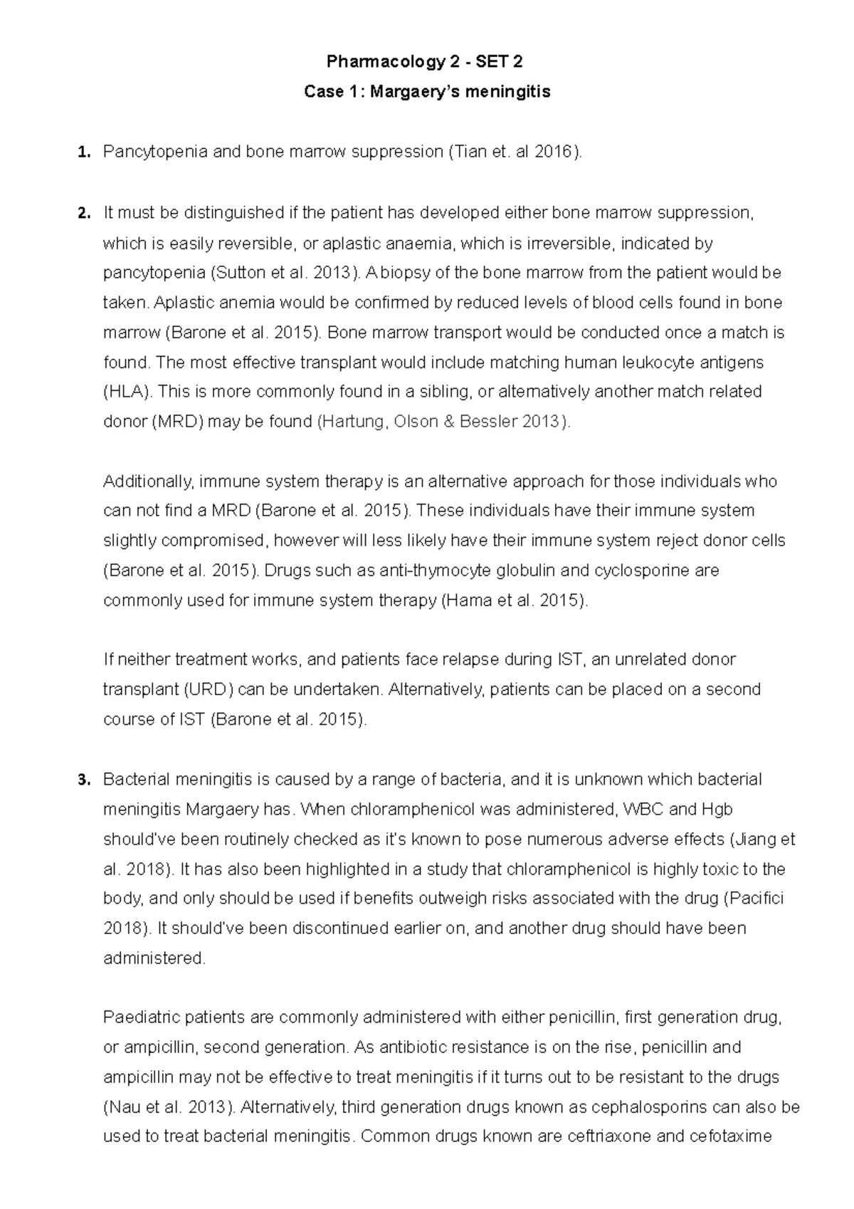 Pharm 2 - SET 2 CASE STUDY - Pharmacology 2 - SET 2 Case 1: Margaery’s ...