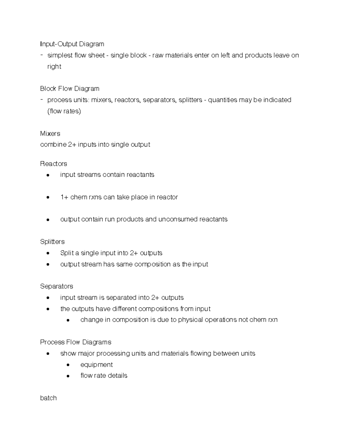 Che452 3 - CHE 452 study guide - Input-Output Diagram - simplest flow ...