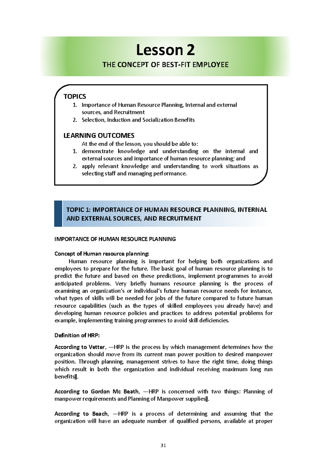 Lesson-2 Human Resource Management Case Studies activities - IMPORTANCE ...