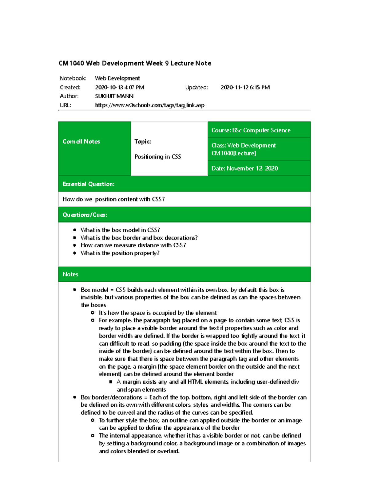 Web-Dev Week-9 Lecture Note - Notebook: Web Development Created: 2020 ...