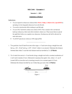 MEC2401 Final Assessment - Semester One 2022 Assessment Notice Faculty of Engineering ASSESSMENT ...