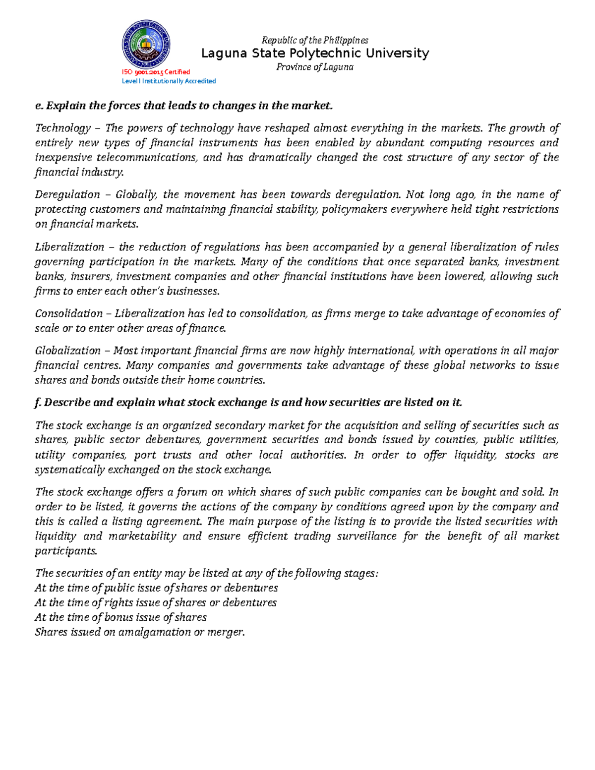 FINANCIAL MARKETS_LECTURE NOTES - Republic of the Philippines Laguna ...