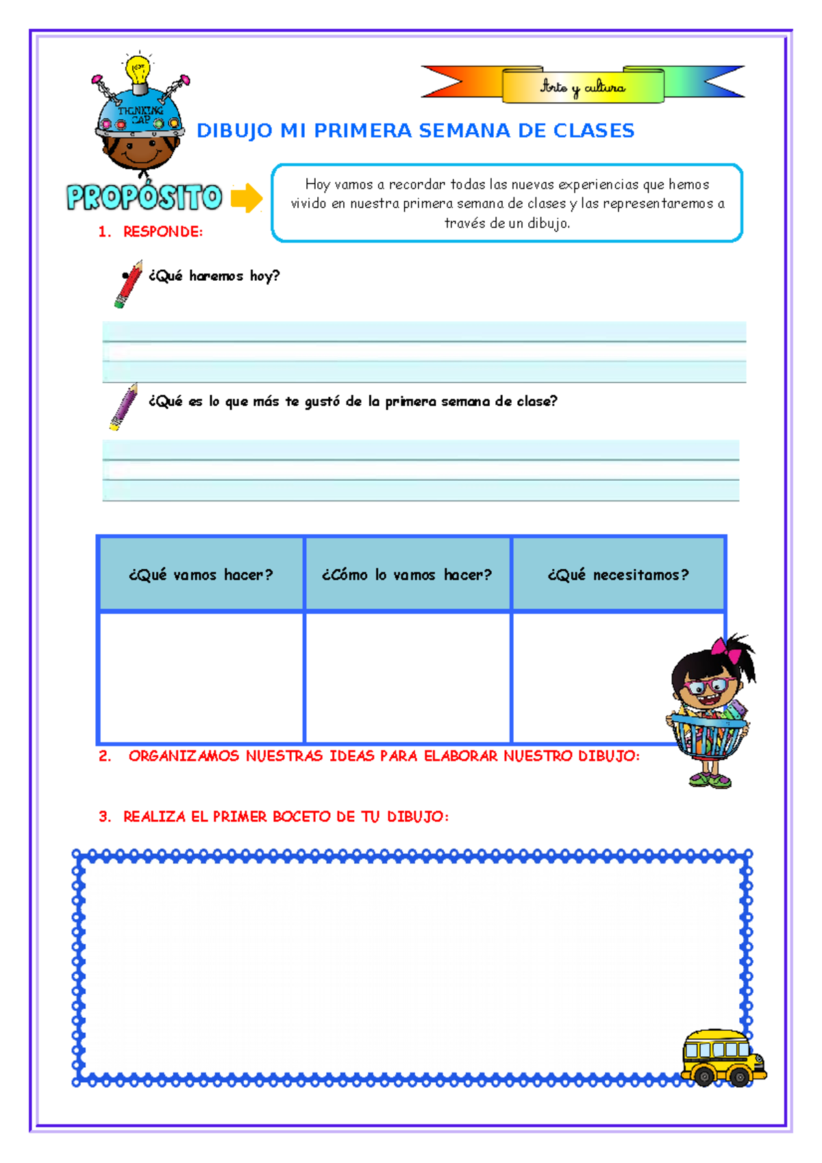 E1 Ficha D5 ARTE Dibujo MI Primera Semana DE Clases - DIBUJO MI PRIMERA ...
