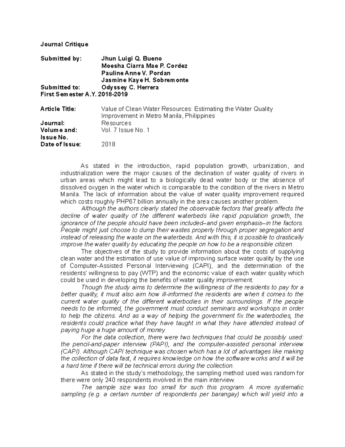 Journal Critique v1 - Journal Critique Submitted by: Jhun Luigi Q ...