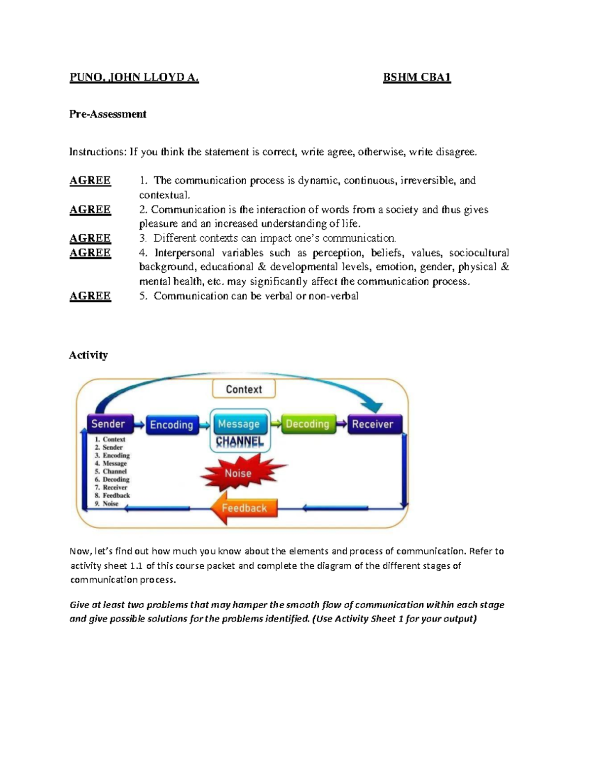 NGEC-LM-1 - Activity - PUNO, JOHN LLOYD A. BSHM CBA Pre-Assessment ...