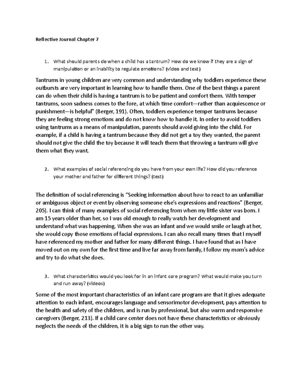 Chapter 7 reflective journal - Reflective Journal Chapter 7 What should ...