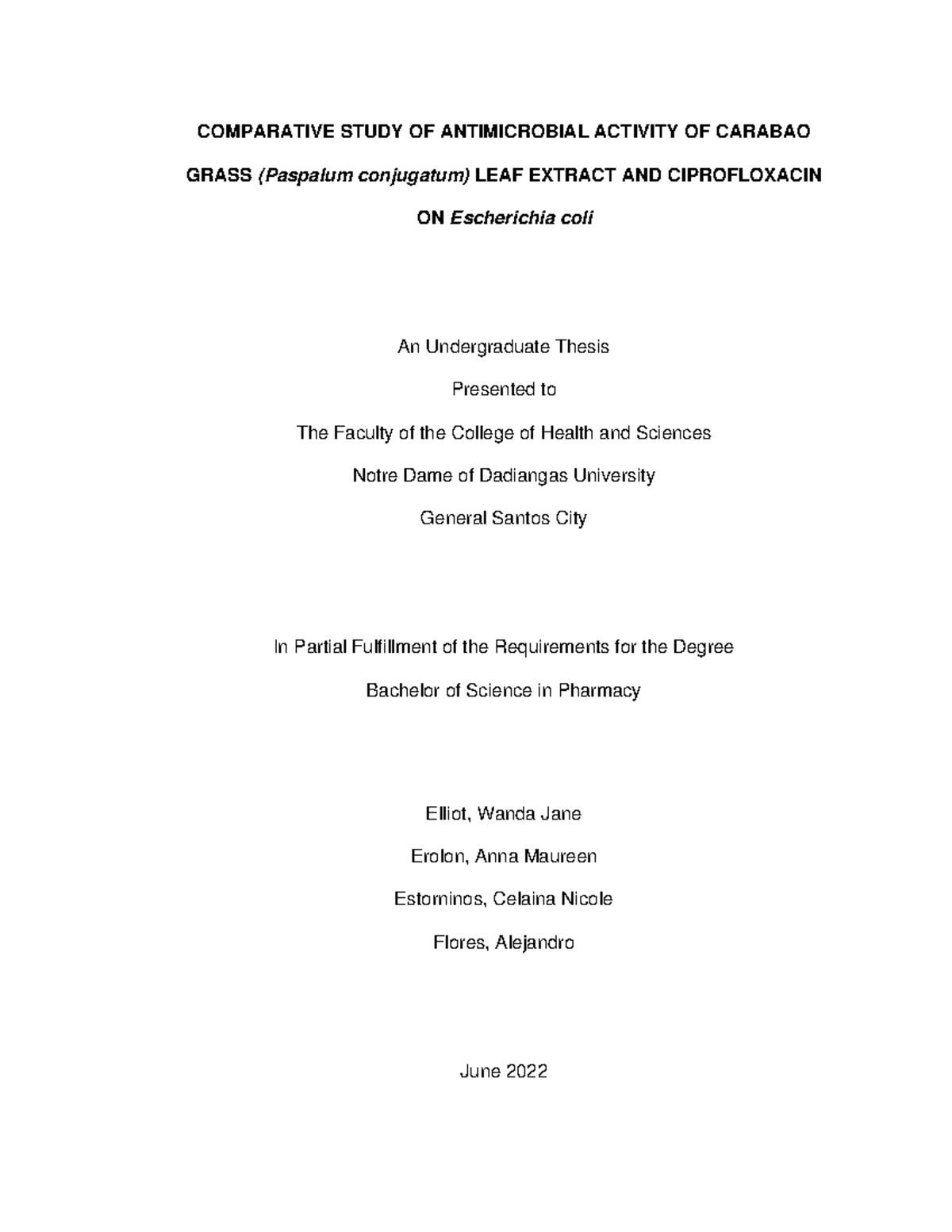 Resubmission Group-5 Carabao- Grass - ANTIMICROBIAL ACTIVITY OF CARABAO ...