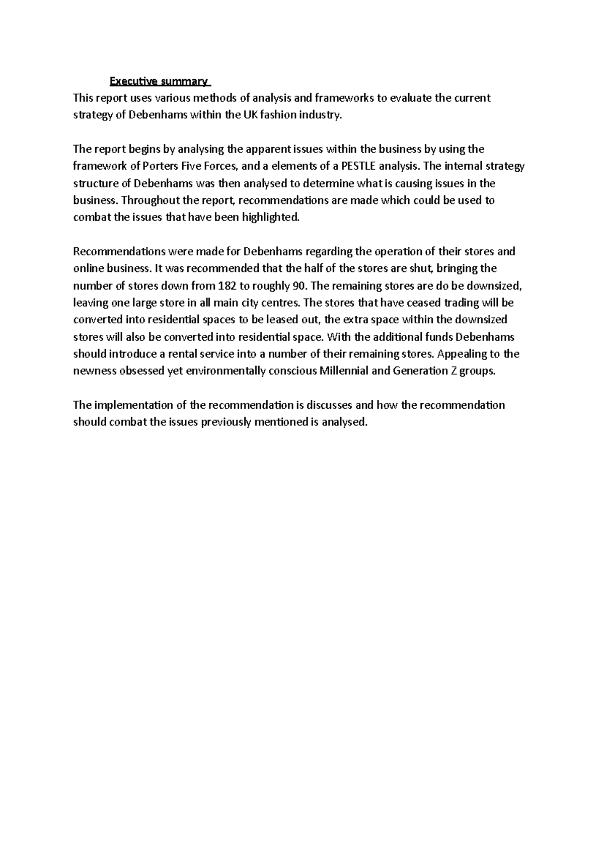 SFM - first assessment - Executive summary This report uses various ...