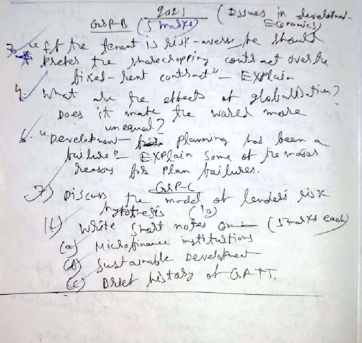 CU DSE-B(2)(Sem-6) Q-ans - 2021 GSRB (Dssues in development (5 malks ...