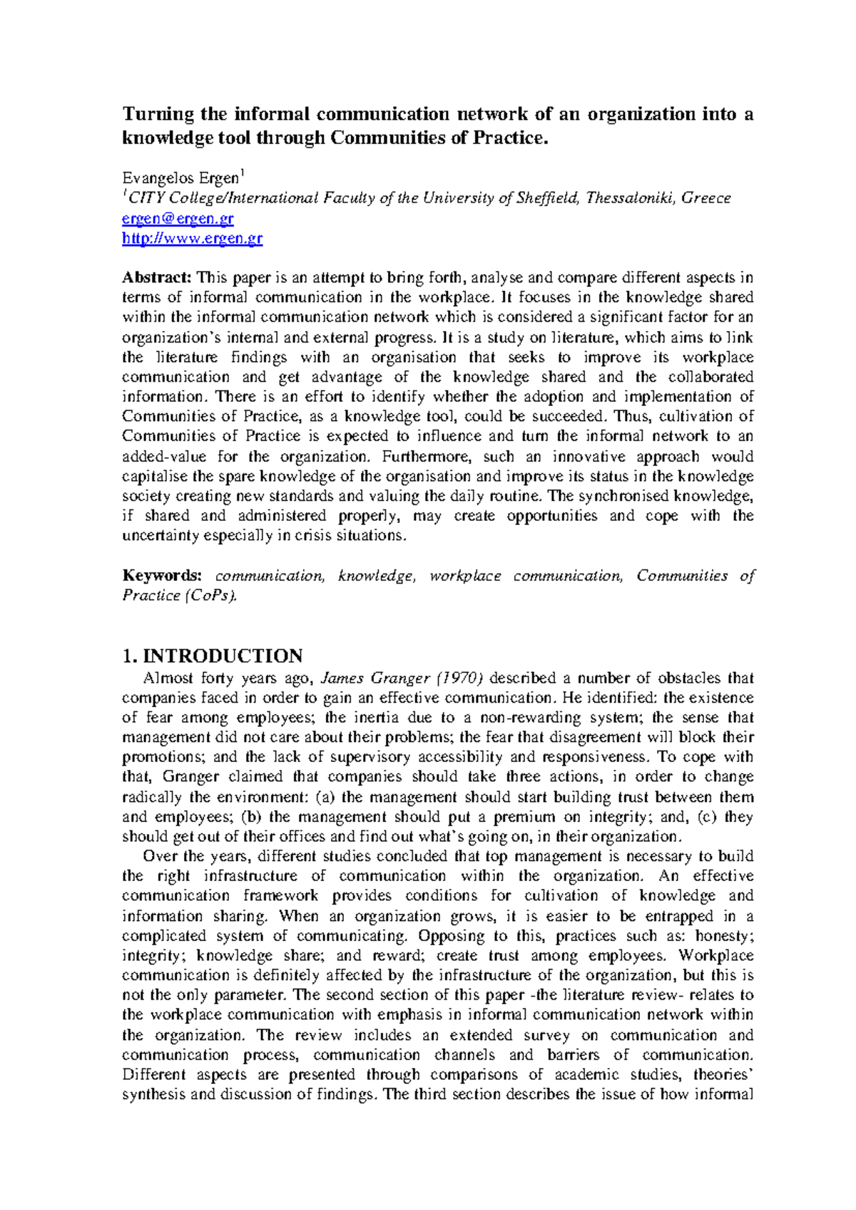 Informal Communication Knowledge Tool - Turning the informal ...