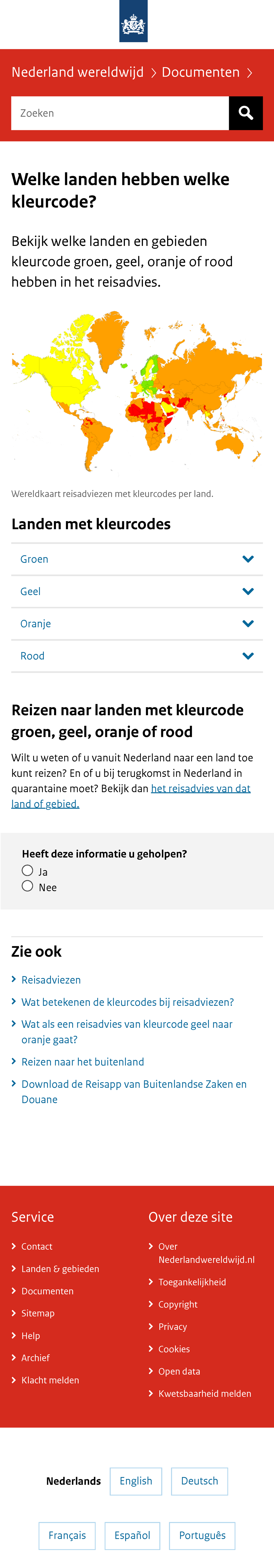 Welke landen hebben welke kleurcode Nederlandwereldwijd.nl Ministerie ...