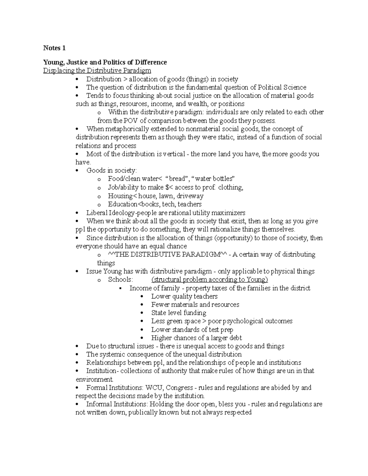 PSC 201 Class Notes Sept. 13 - Notes 1 Young, Justice and Politics of ...