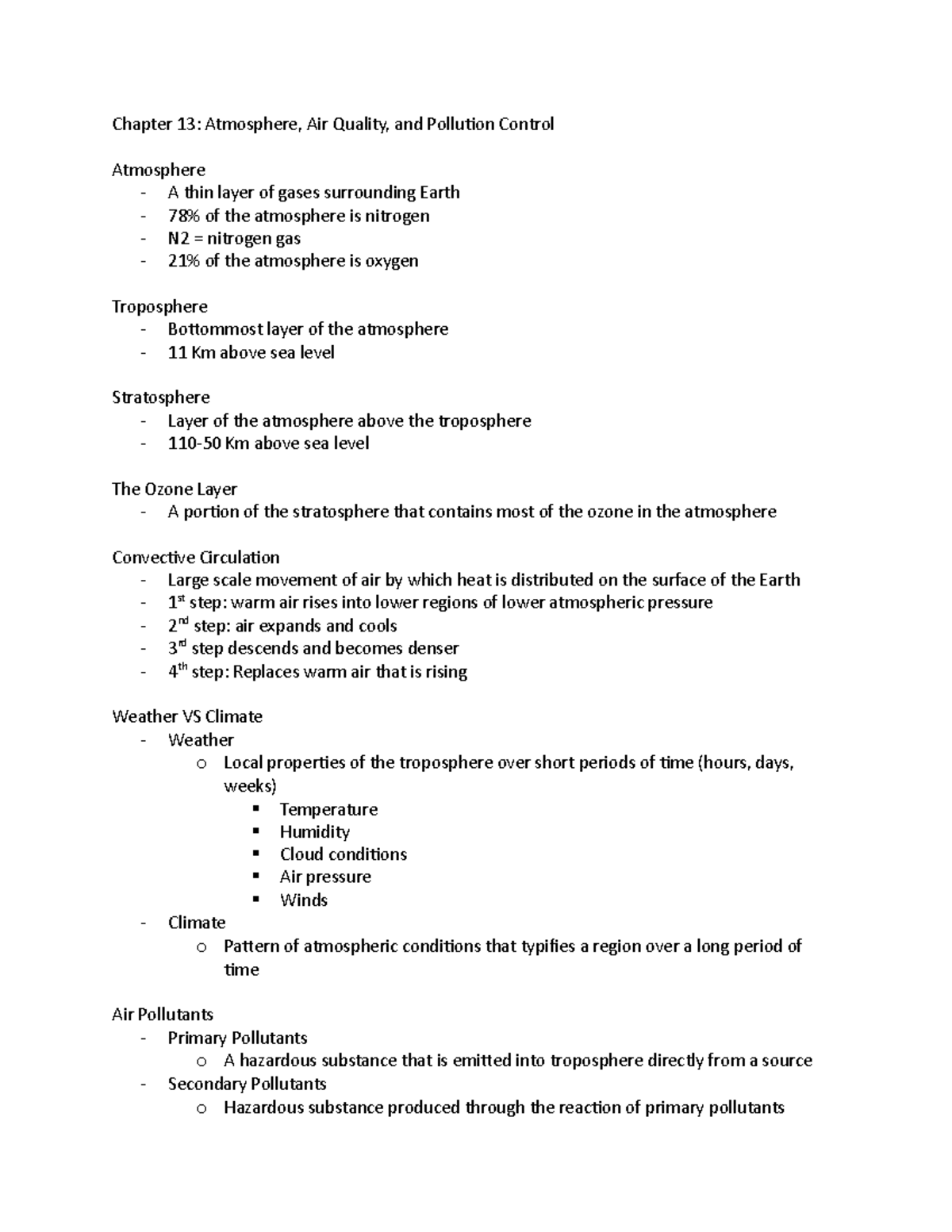 Enviromental Issues Chapter 13 Atmosphere, Air Quality, and Pollution ...