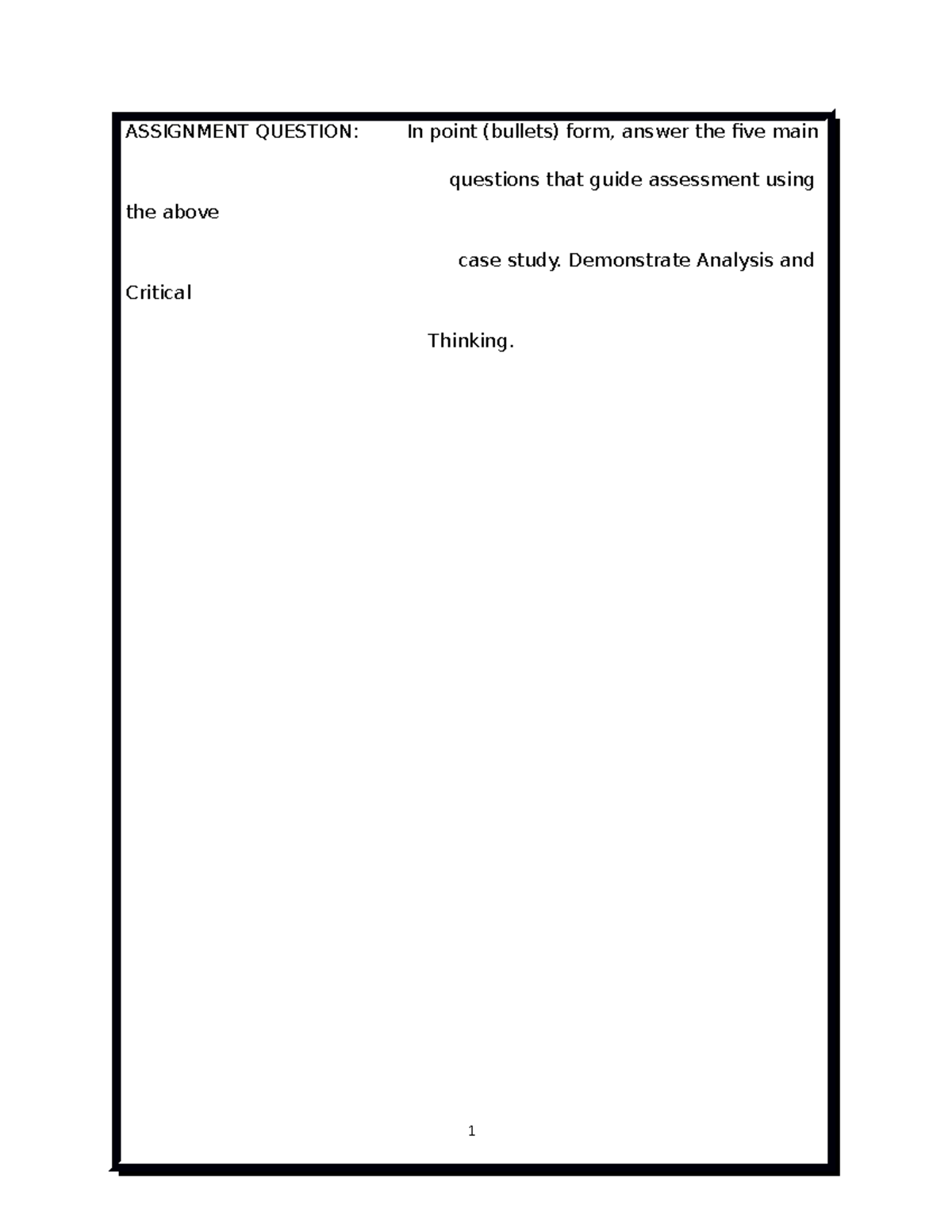 Assignment 2 - N/A - ASSIGNMENT QUESTION: In point (bullets) form ...