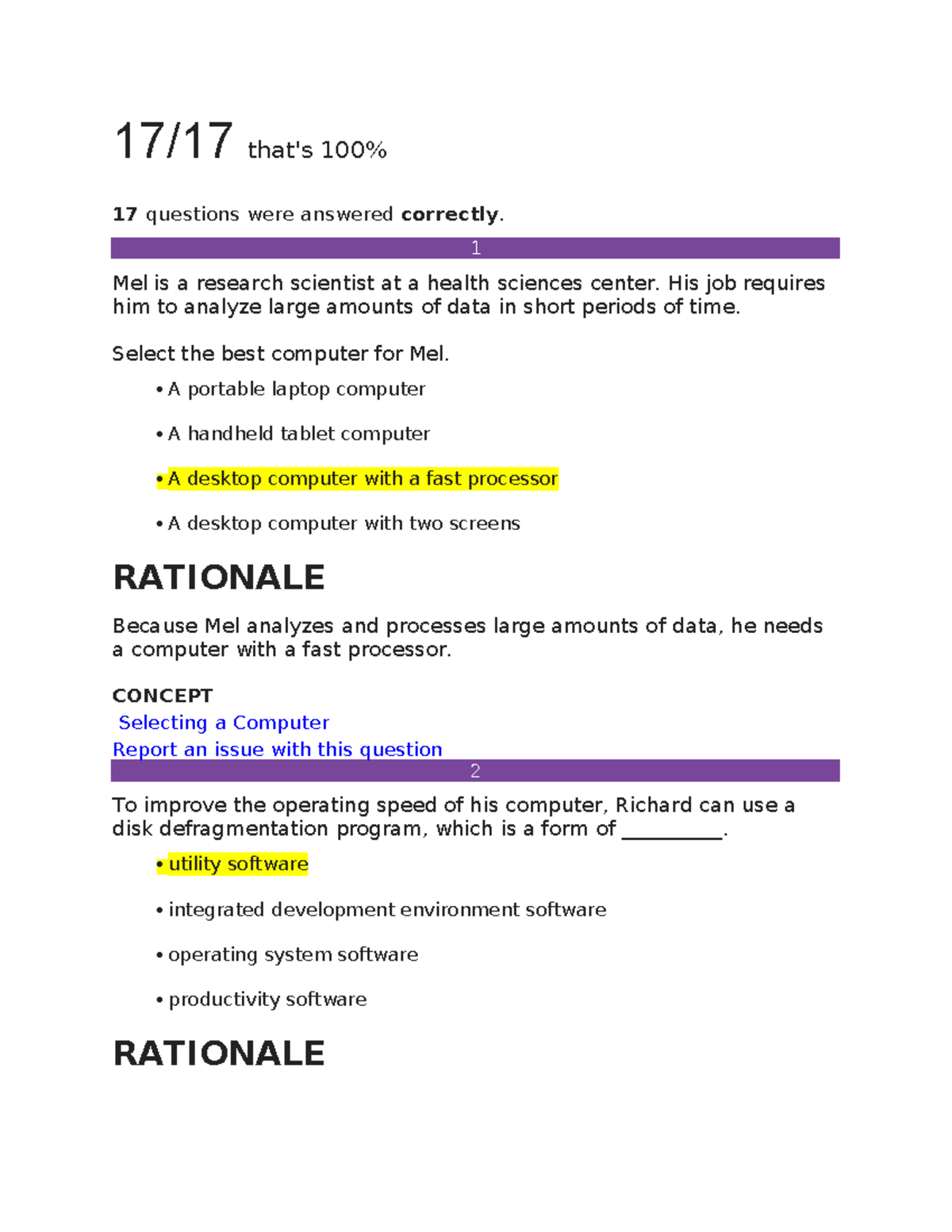 Unit 1 milestone 1 computer basic - 17/17 that's 100% RETAKE 17 questions were answered ...