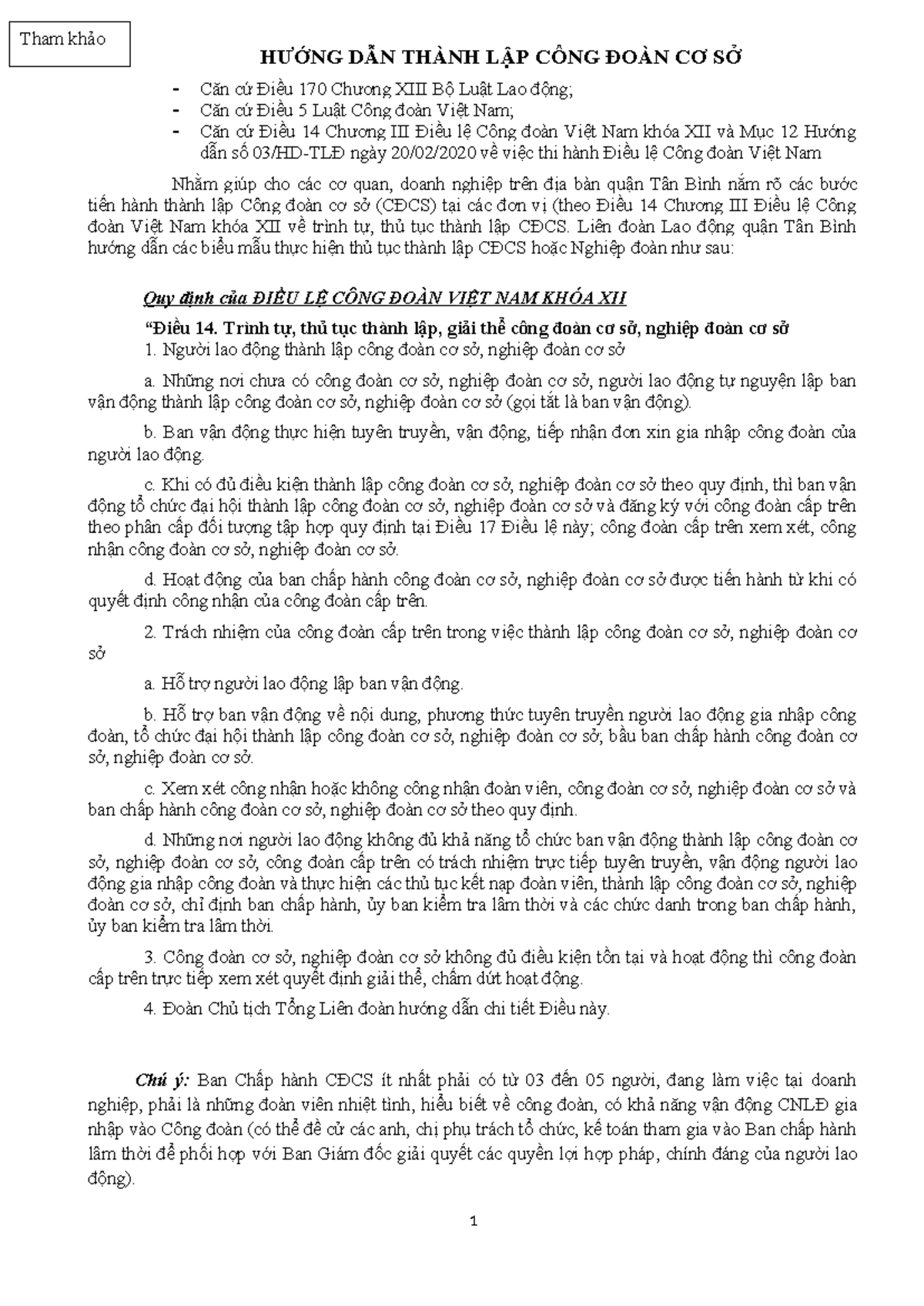 Bieu mau thanh lap CDCS - huhu - HƯỚNG DẪN THÀNH LẬP CÔNG ĐOÀN CƠ SỞ ...