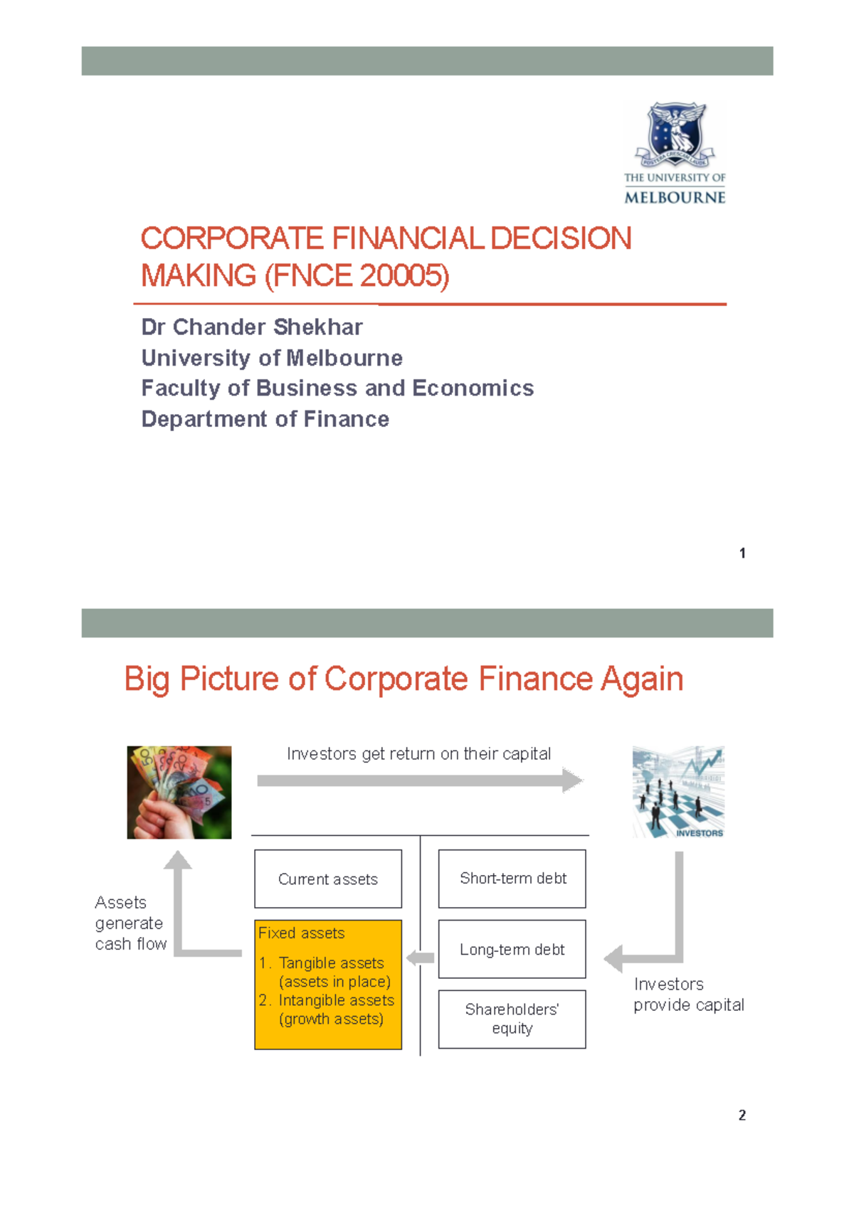 L6 Capital Budgeting 2 - lecture - CORPORATE FINANCIAL DECISION MAKING ...