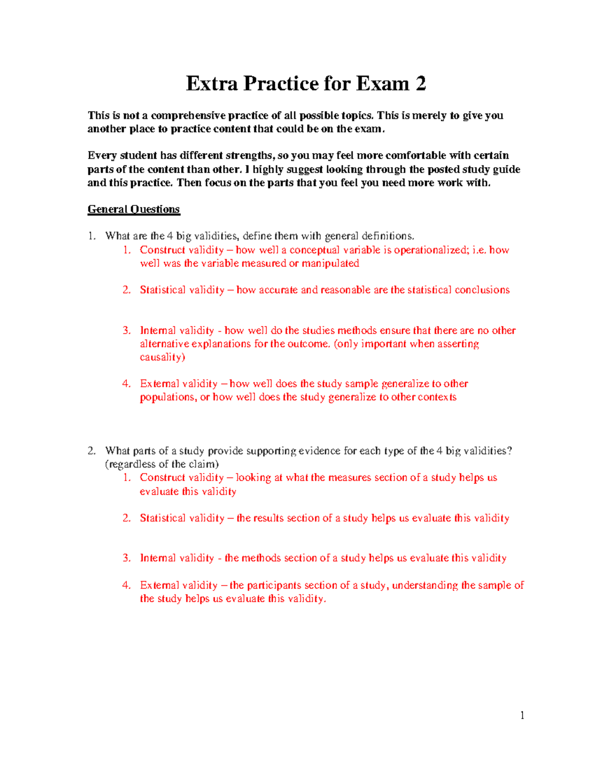 ANS KEY Extra Practice Exam 2 - Extra Practice for Exam 2 This is not a ...