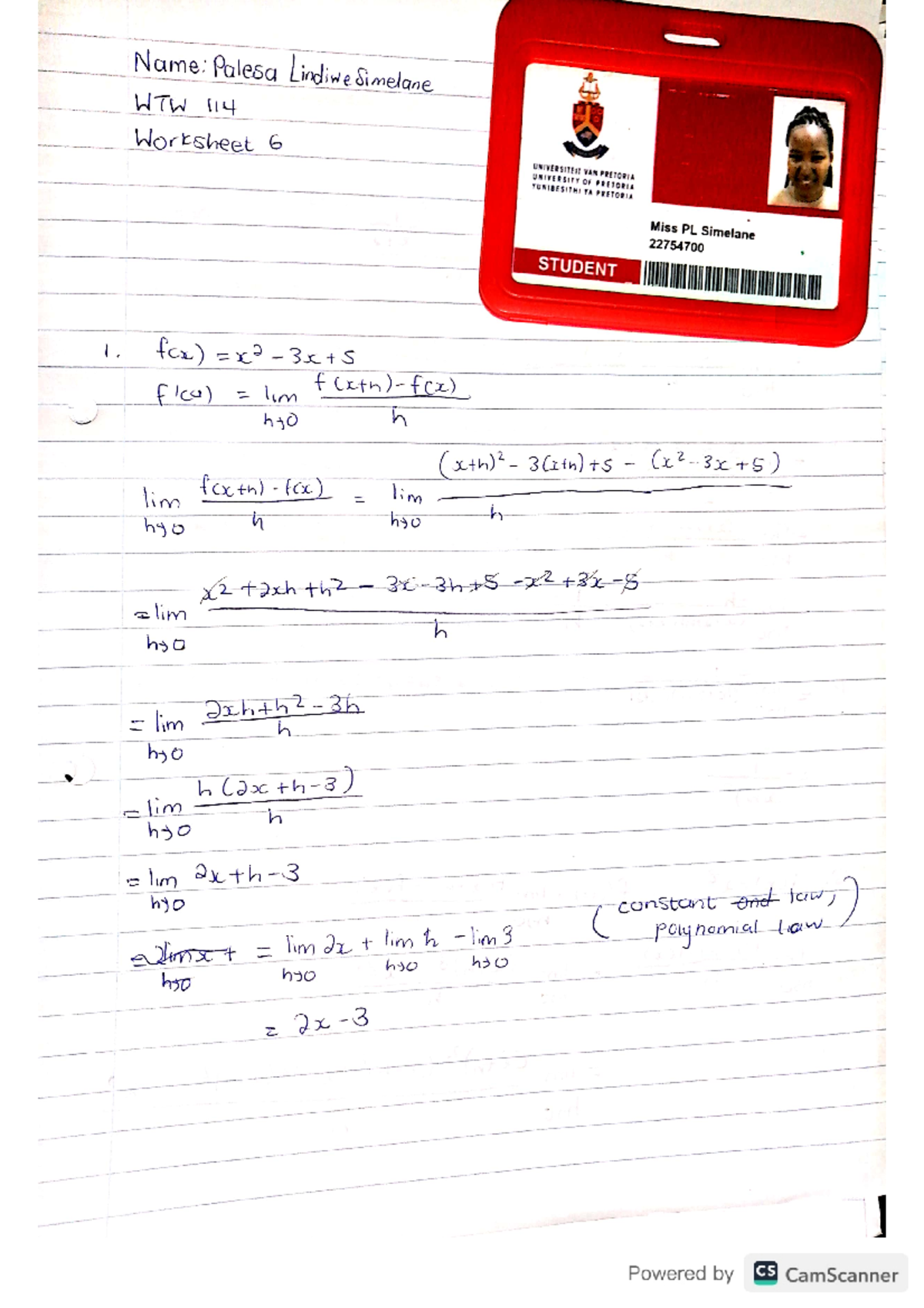 WTW 114 Worksheet 6 - WTW114 - Studocu