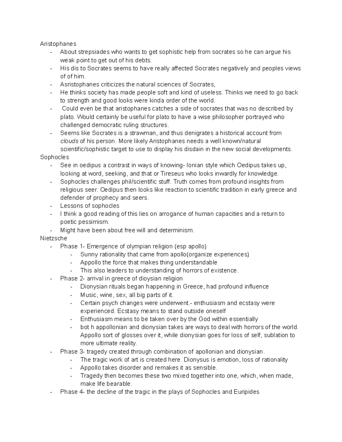 Notes 2 - Aristophanes - About strepsiades who wants to get sophistic ...