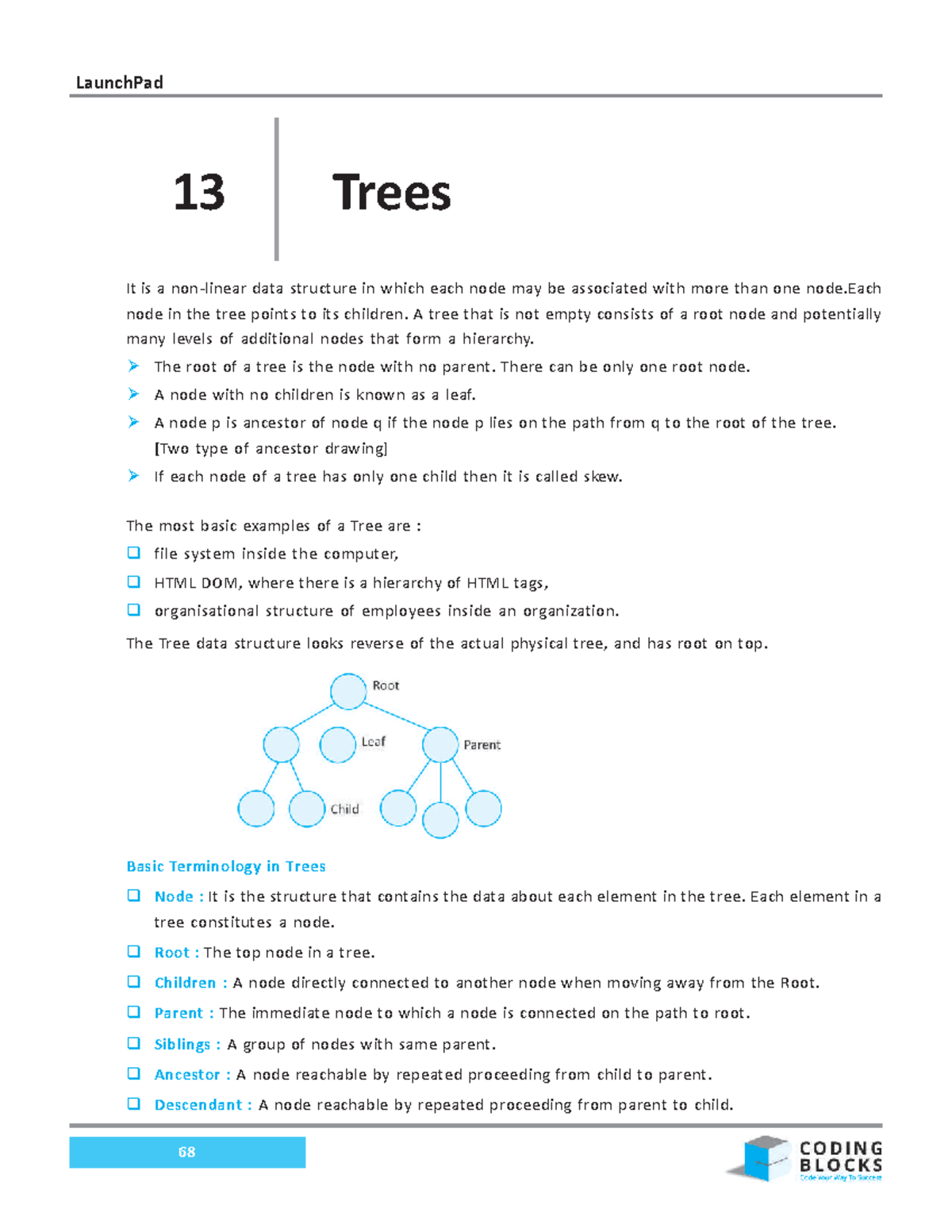 1 - coding block book - 13 Trees It is a non-linear data structure in ...