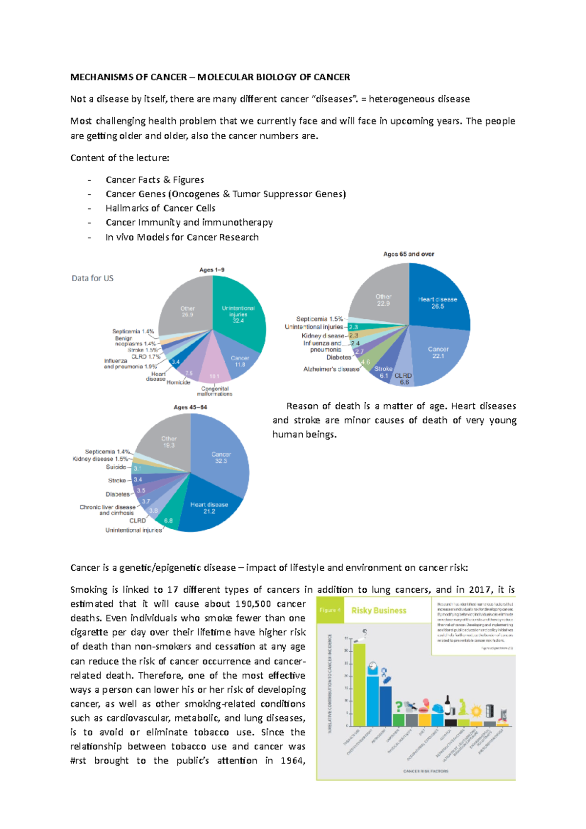 Summary cancer lecture - MECHANISMS OF CANCER – MOLECULAR BIOLOGY OF ...