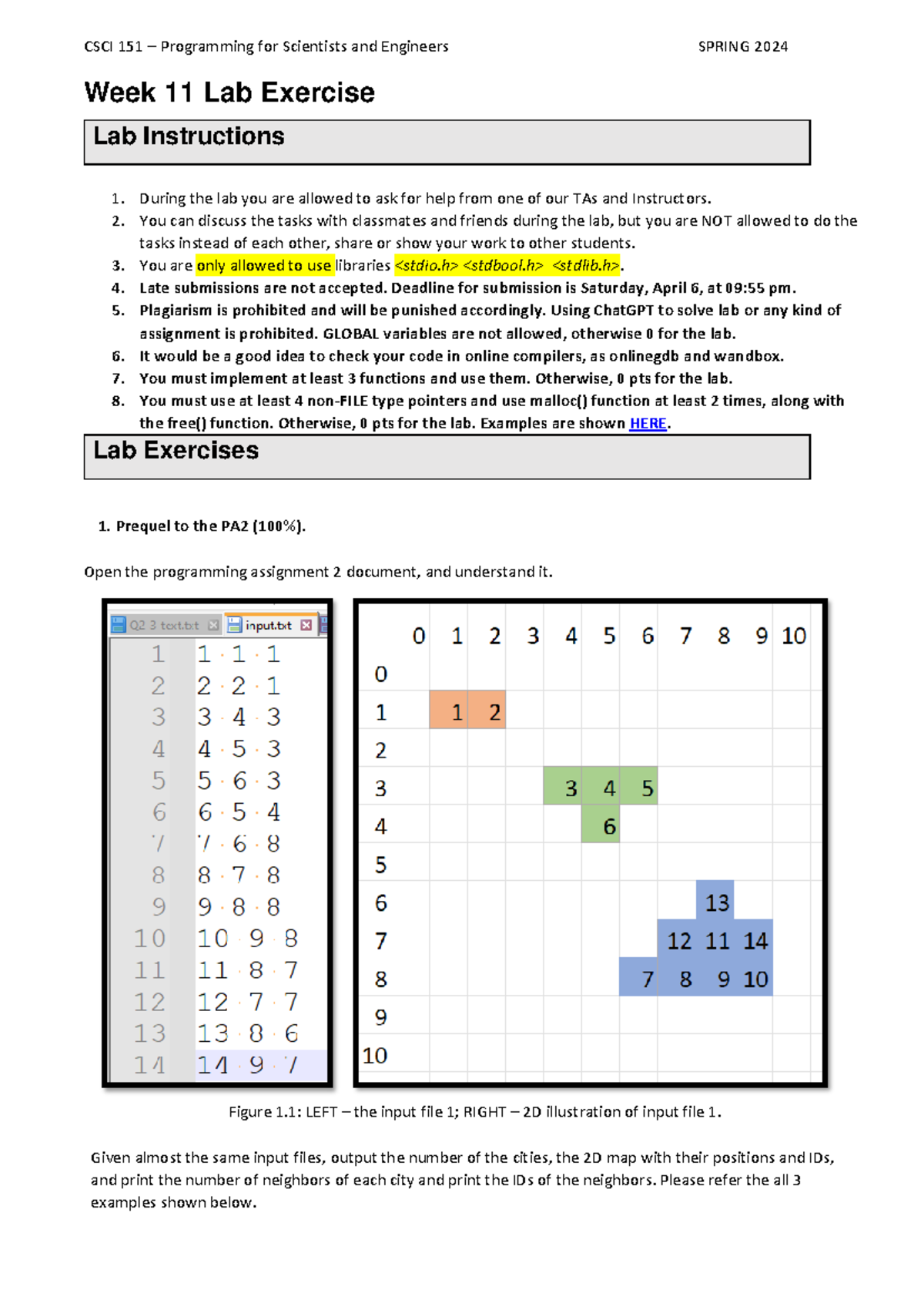 CS151 Lab Assignment 10 Spring 2024 - CSCI 151 – Programming for Scientists and Engineers SPRING ...