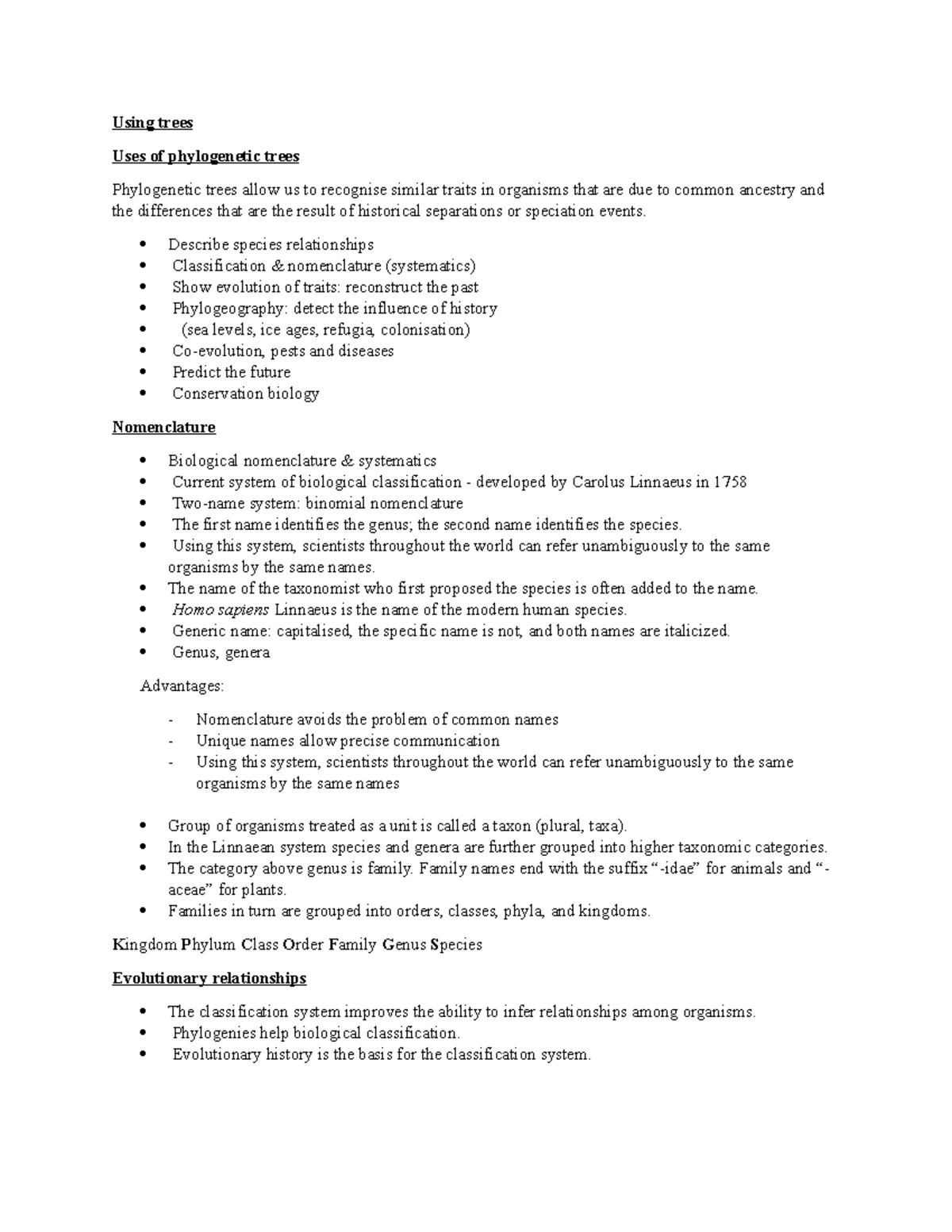 Lecture 11 - Using trees - Using trees Uses of phylogenetic trees ...