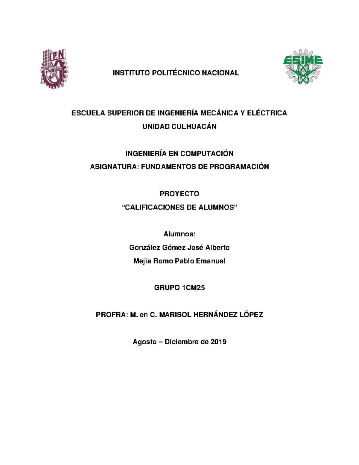 Proyecto de fundamentos de programación - Warning: TT: undefined function: 32 INSTITUTO ...