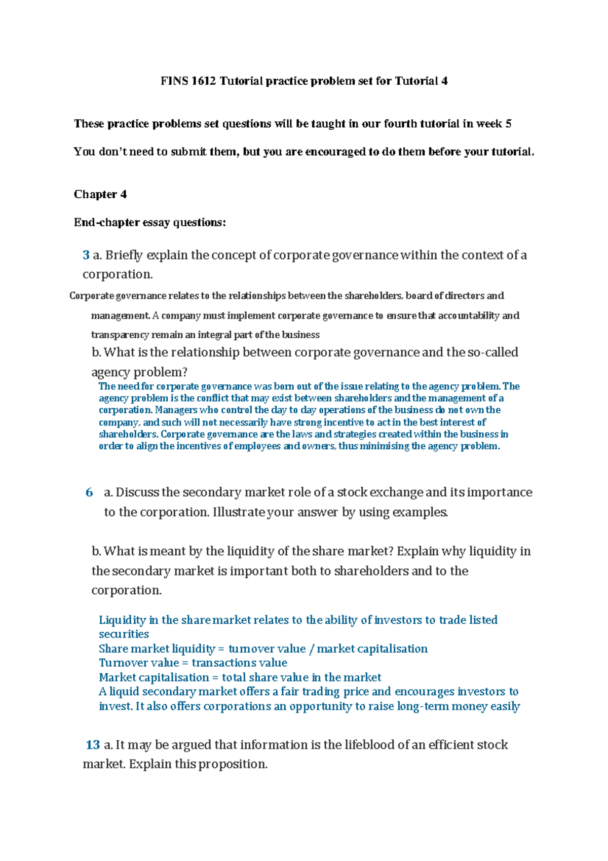 Problem Set Week 5 Fins1612 Warning Tt Undefined Function 32 Fins 1612 Tutorial Practice