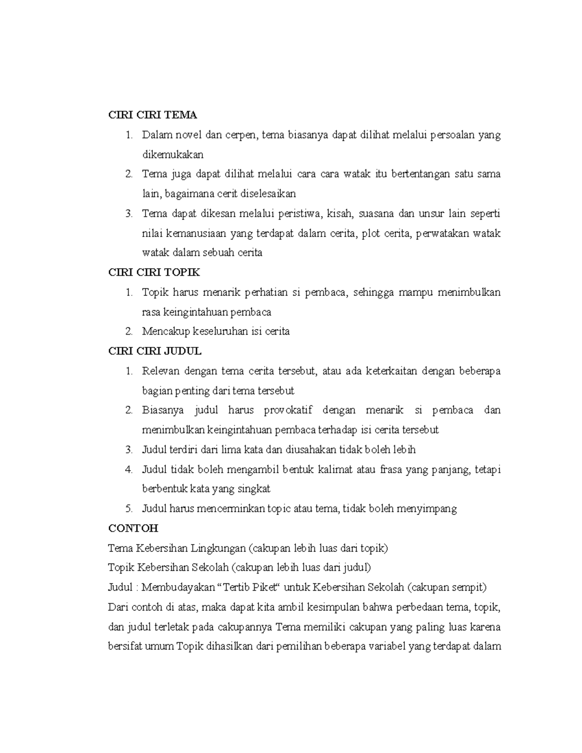 CIRI-CIRI TEMA, Topik, DAN Judul - CIRI CIRI TEMA Dalam novel dan cerpen, tema biasanya dapat ...
