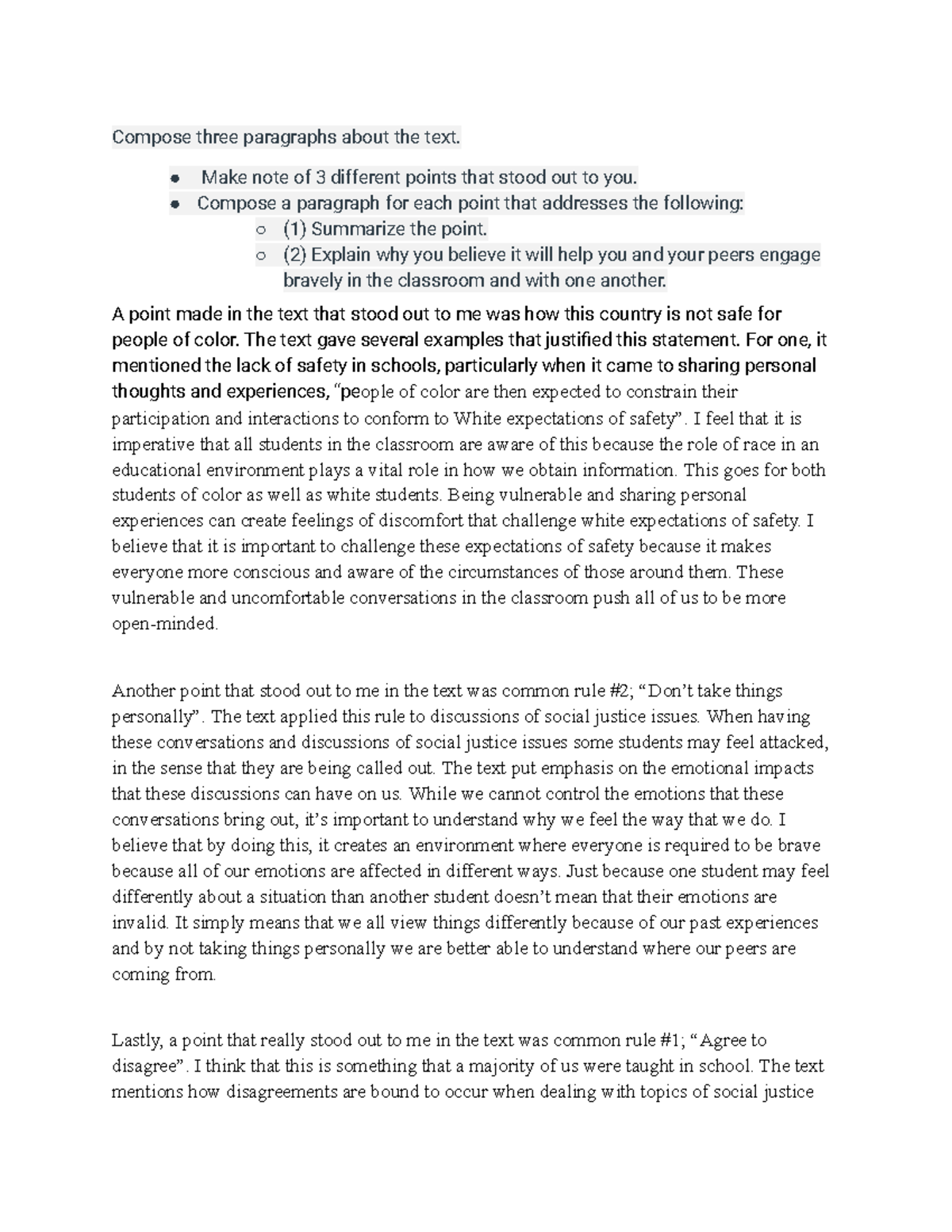 "From Safe Spaces to Brave Spaces" - Compose three paragraphs about the ...