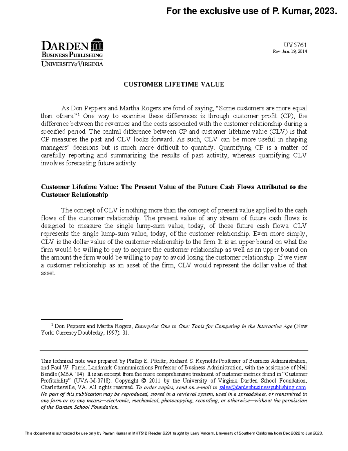 Case study Harvard- Customer insights - UV Rev. Jun. 19, 2014 This ...