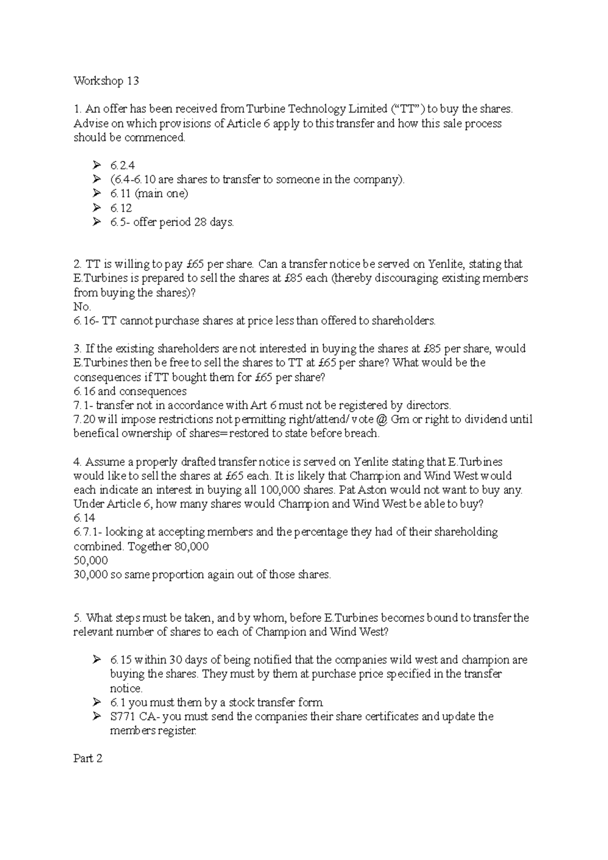 Workshop 13 - law lecture notes - Workshop 13 An offer has been ...