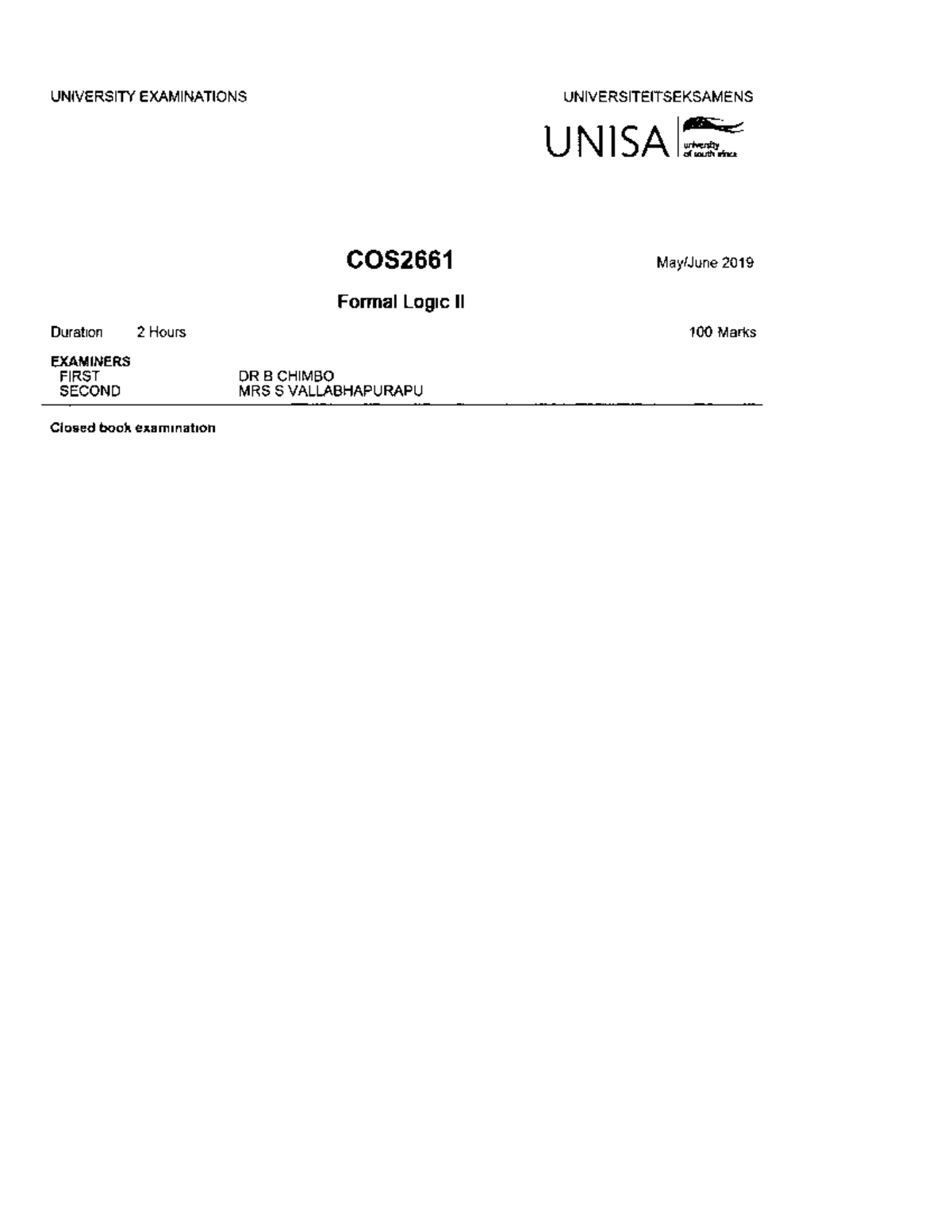 Exam June 2019, questions - COS2661 - Studocu