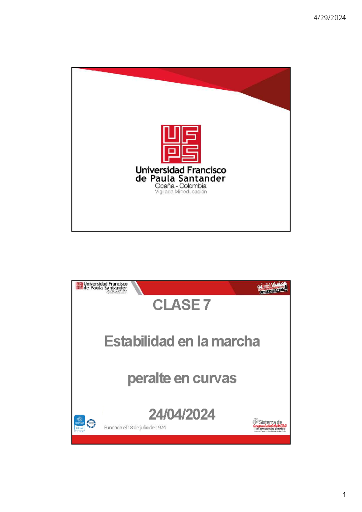 Clase 7 - peralte - CLASE 7 Estabilidad en la marcha peralte en curvas ...