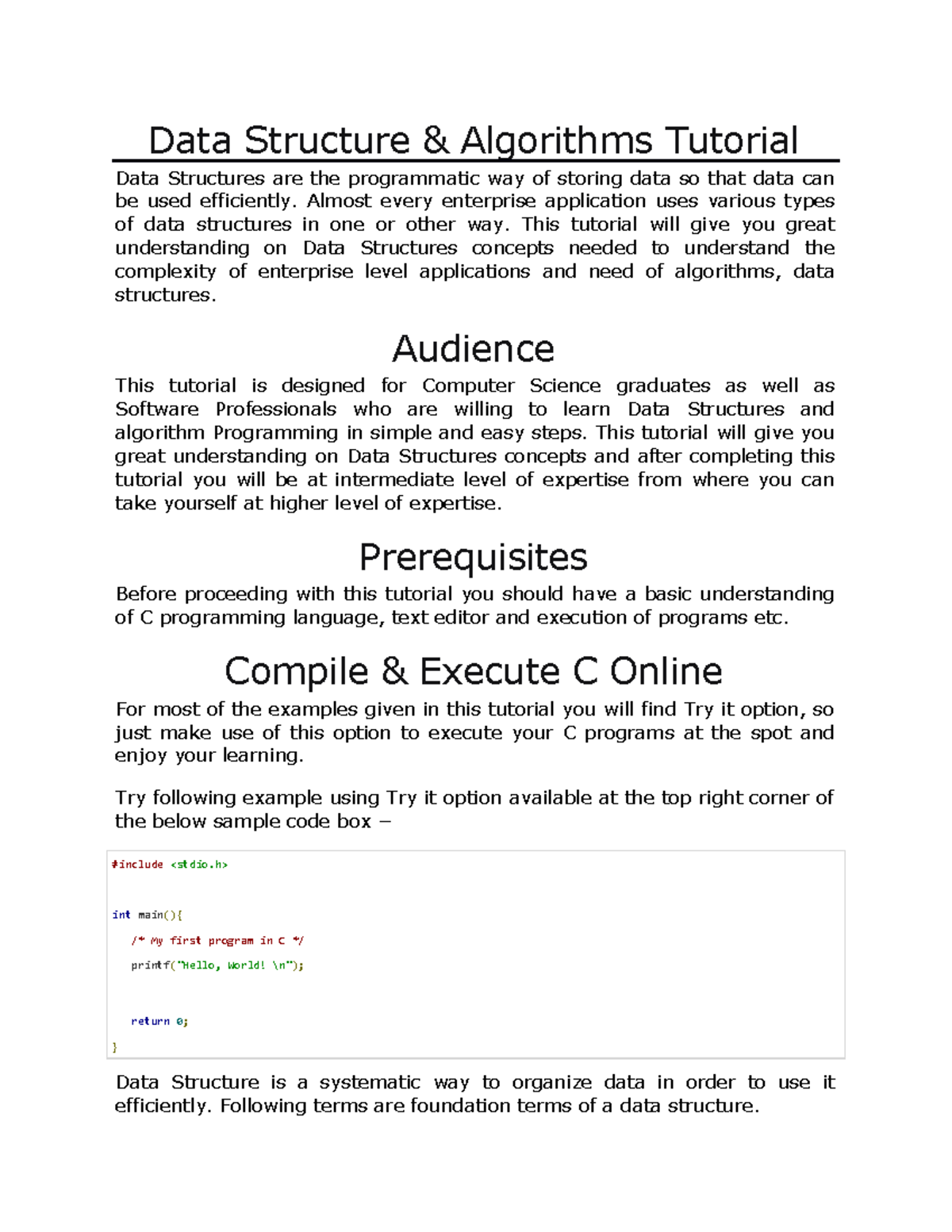 Data Structure - Almost every enterprise application uses various types ...