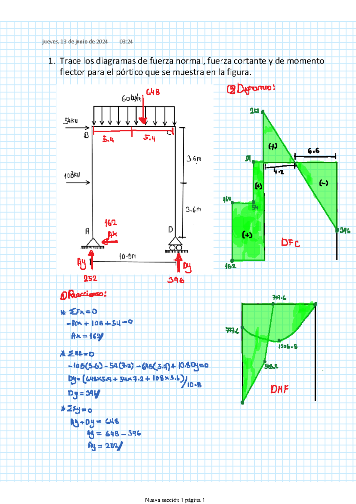 Ejercicios DE Porticos - Analisis estructural - Trace los diagramas de ...