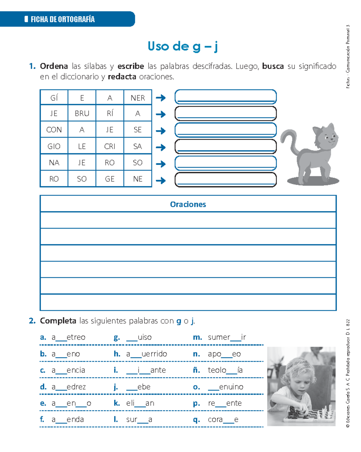 FA Uso de la g y j - lamina - FICHA DE ORTOGRAFÍA Fichas - Comunicación ...