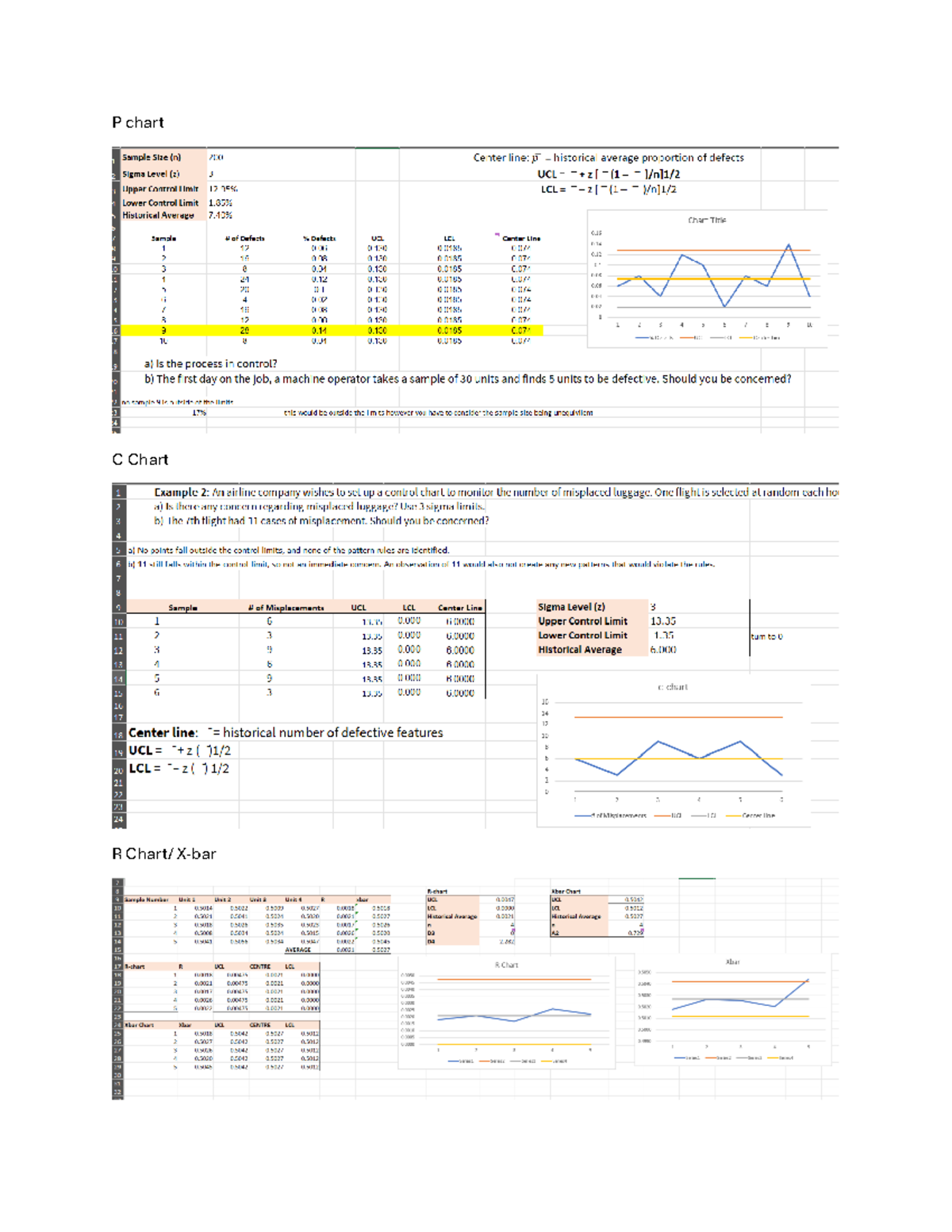 Chapter 7 Quality - Example - SCM 2160 - P chart C Chart R Chart/ X-bar ...