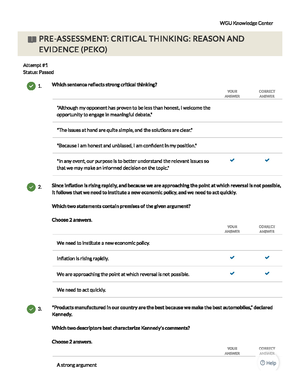 Critical Thinking - Lecture Notes - Critical Thinking: Reason and ...