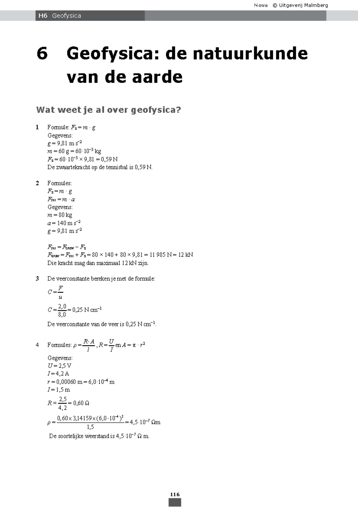Nova Na 4vg h6 uitwerkingen - H 6 Geofysica 6 Geofysica: de natuurkunde ...