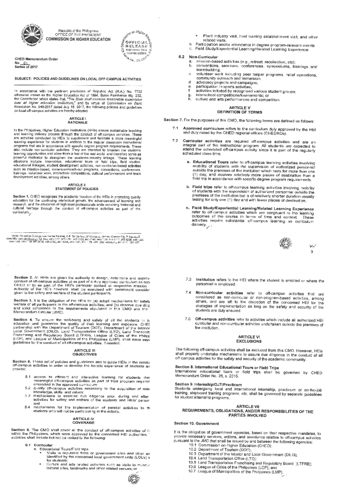 CHED CMO No 63 s - Engineering - Studocu