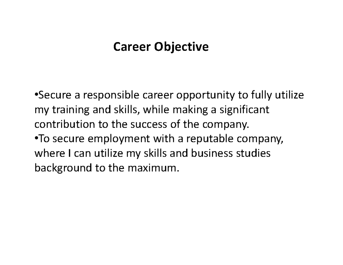 Career objective - Summary Industrial Pharmacy - Career Objective ...