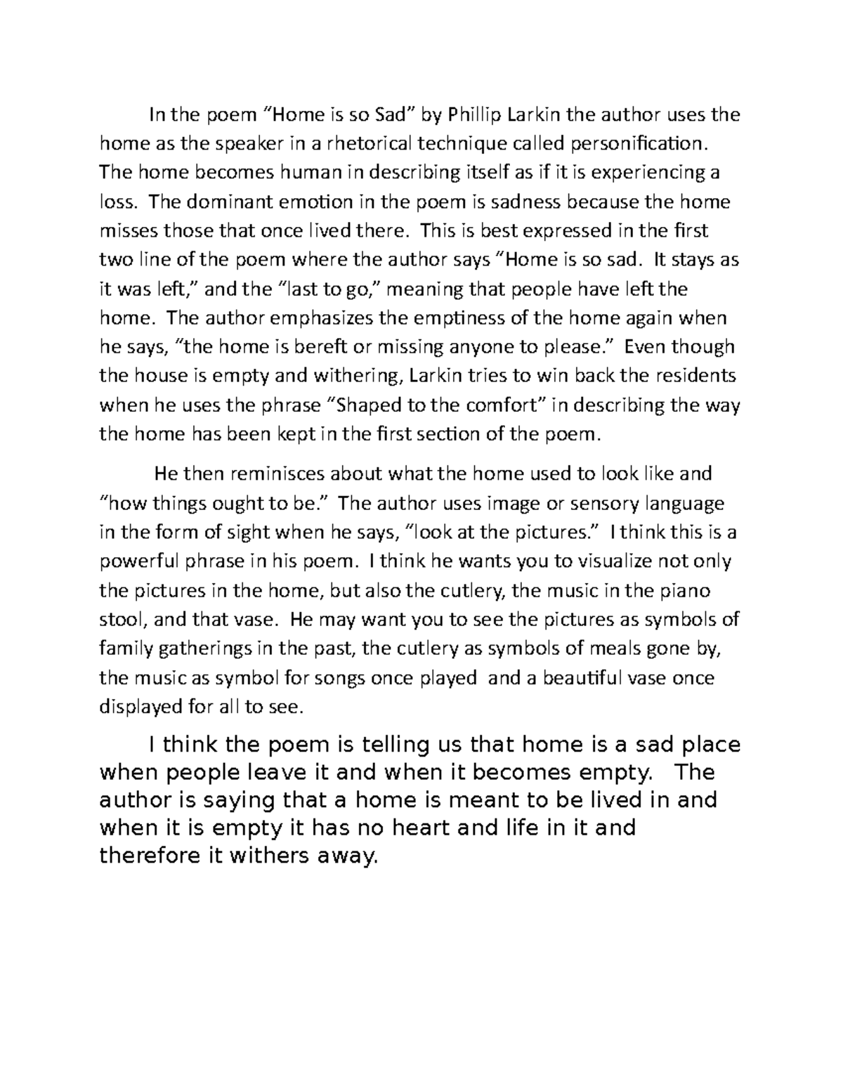 ENG 102 RTT 7 Poems - In the poem “Home is so Sad” by Phillip Larkin ...
