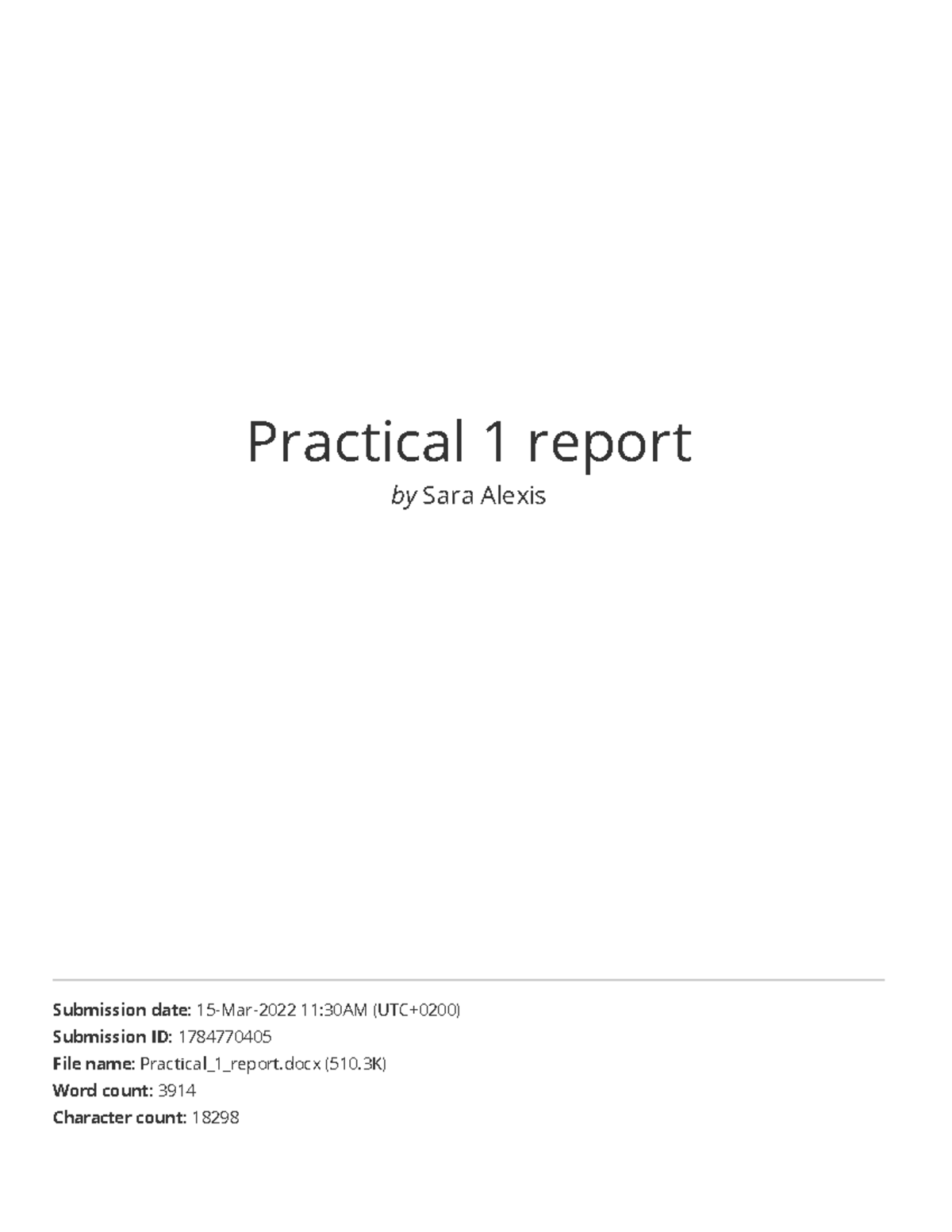 Practical 1 report - CPDP311 - Practical 1 report by Sara Alexis ...