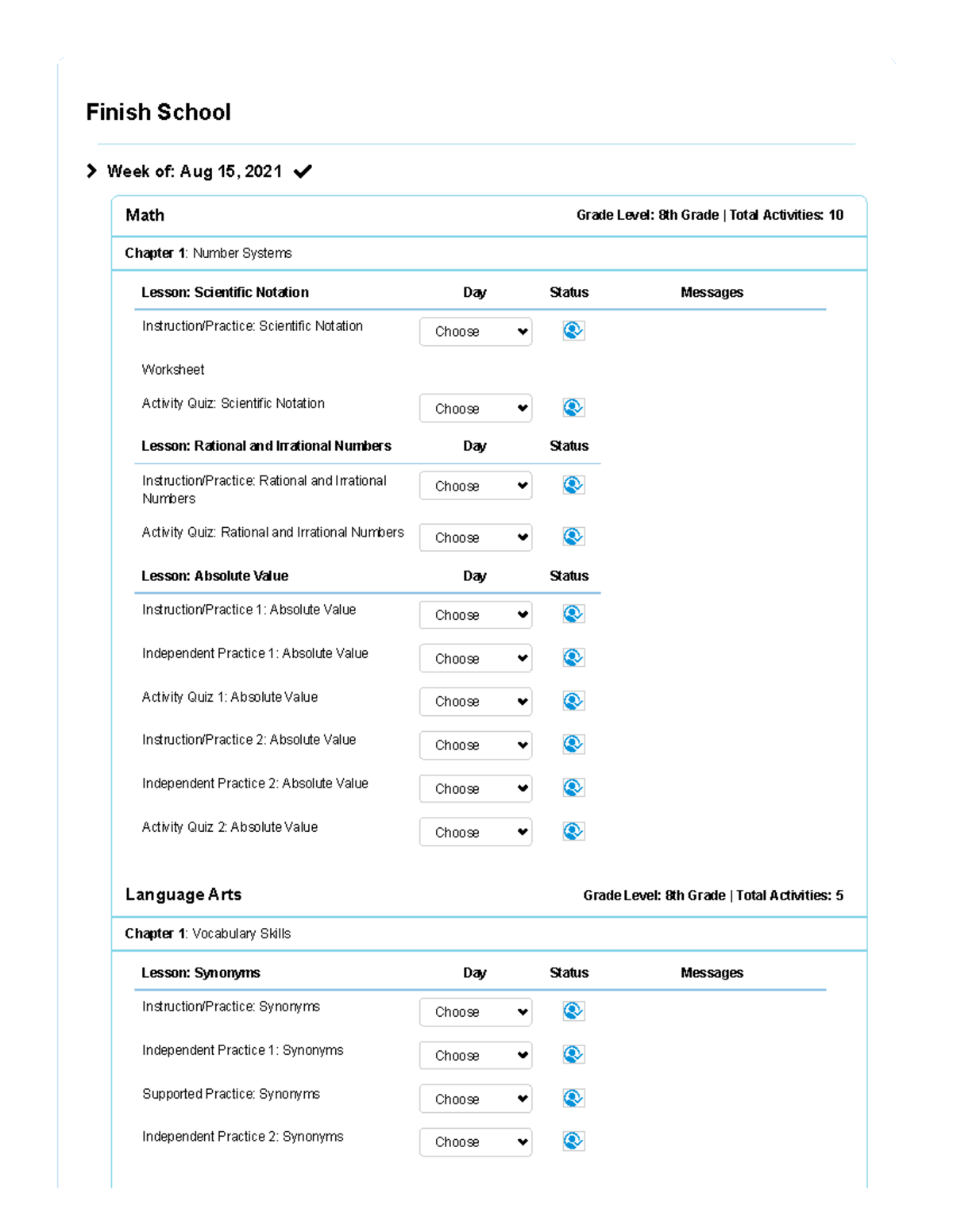 My Saved Activity Plan 2 - Math Grade Level: 8th Grade | Total ...